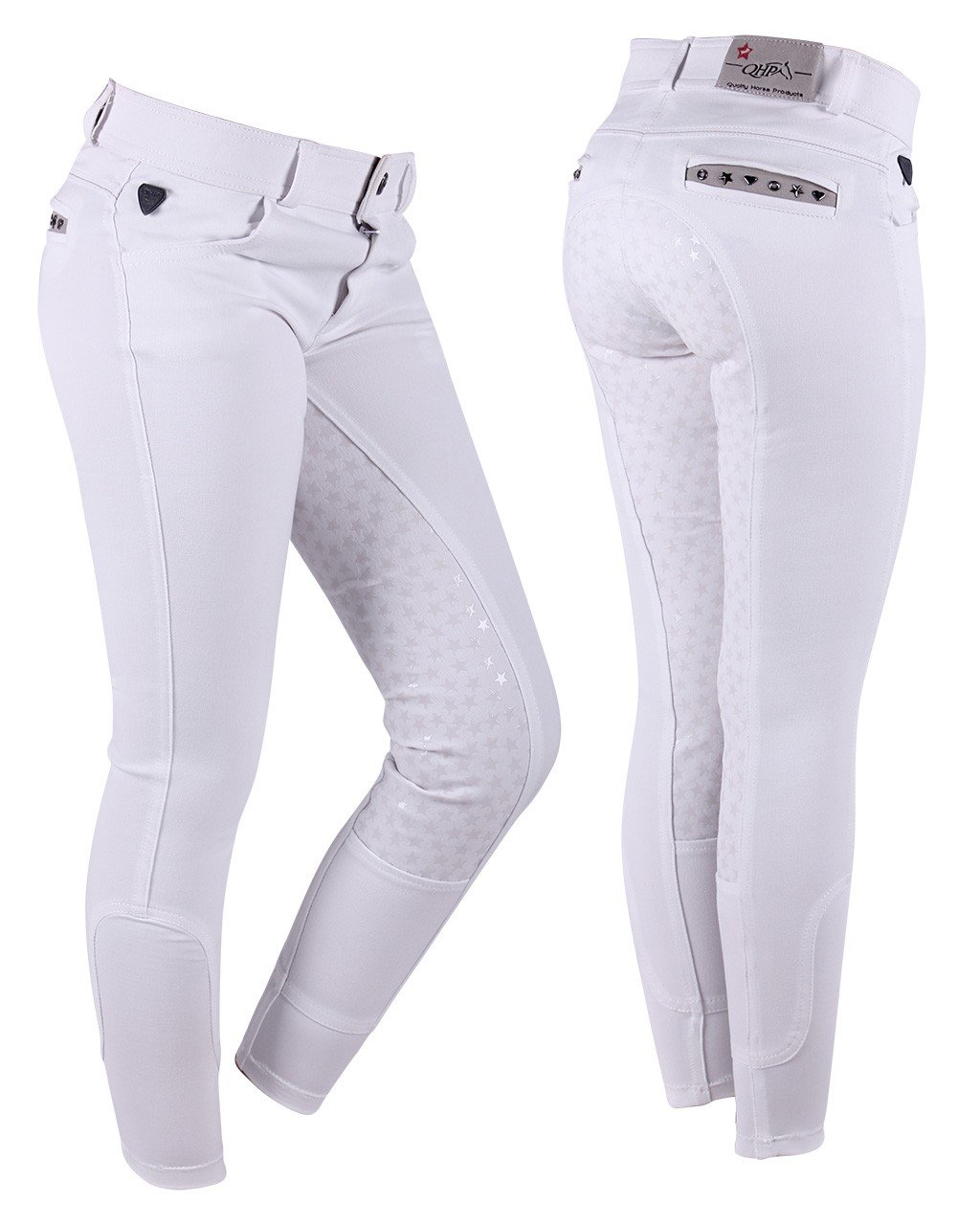 QHP Lara junior ridebukser m. FG, sort el. hvid - QHP ridetøj til børn ...
